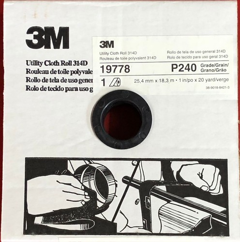 3M 19778 UTILITY CLOTH ROLL P240 GRIT GRADE 314D 1" INCH x 20 YARDS J ...