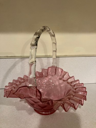 Vintage Fenton Cranberry Ruffle Dish with Handle | eBay