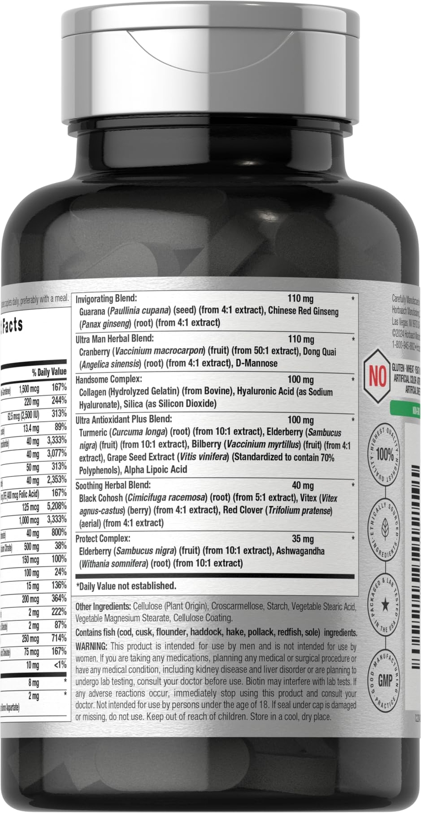 Men's Multivitamin 50 Plus | 60 Caplets | Non-GMO & Gluten Free | by ...