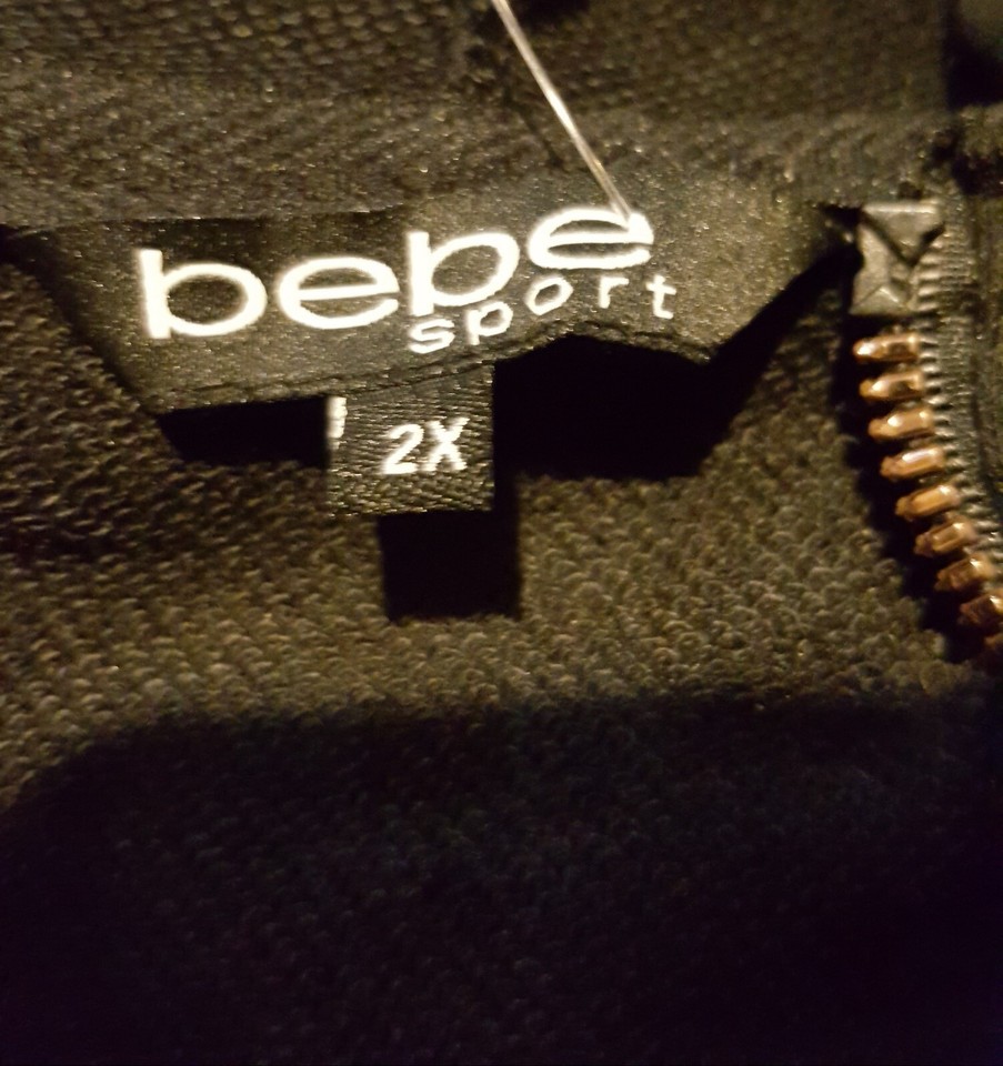 Bebe Plus Sport BP2362A Black Multi-Stripe Logo Zip-Up Hoodie Jacket ...