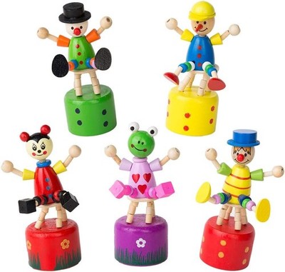 Push Puppet Finger Puppets Thumb Press Base Joker Puppet Push up Wooden ...