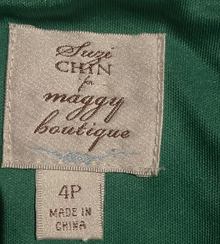 Suzi Chin for Maggy Boutique Sz 4P Dress Navy Blue Green Color-block ...