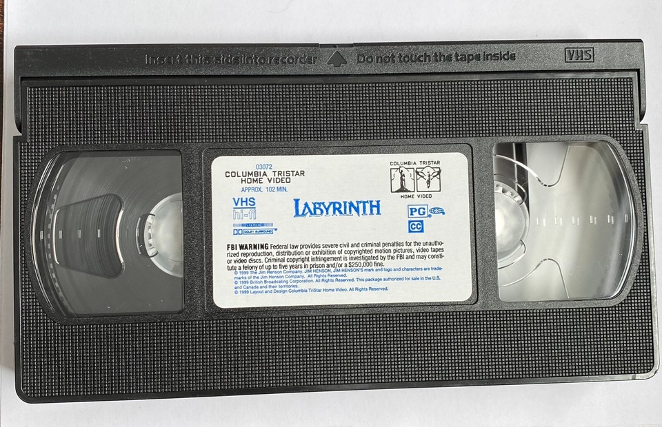 Labyrinth (VHS, 1999) DAVID BOWIE Jennifer Connelly Jim Henson Lucas Films EUC 43396030725 | eBay