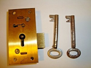 Cupboard Lock 63mm Brass and steel,2 keys, vintage 4 lever ,England ...