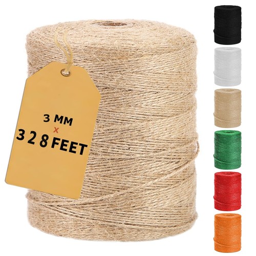 Vanhench Jute Twine 3mm x 328ft 100m Jute Rope for Crafts Gardening ...