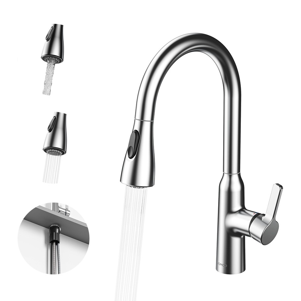 JOMOO Brushed Nickel/Chrome Kitchen Faucet, Pull Down Sprayer,Bar/RV | eBay