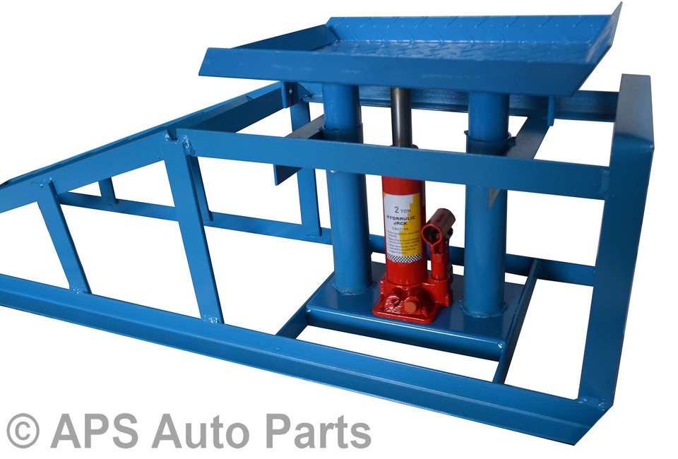 Pair Hydraulic Car Ramps 2x Heavy Duty 3000lbs Garage Van Bottle Lift ...