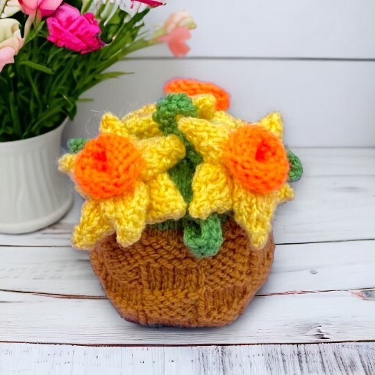 Knitting Pot Leaf Pattern Knitted Plant Hanger Pattern Gathered