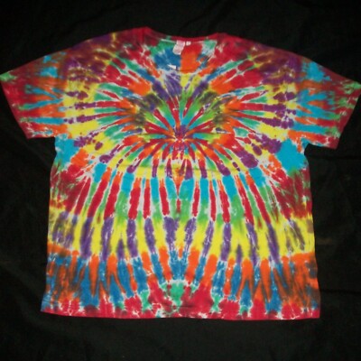 3X Organic Tie Dye T-Shirt Wild Rainbow Tye Dyed 3XL XXXL Hippie Fair ...