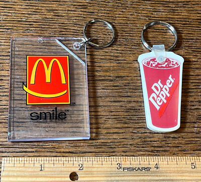 (2) Vintage McDonald's & Dr Pepper Key Chains Plastic Fast Food ...