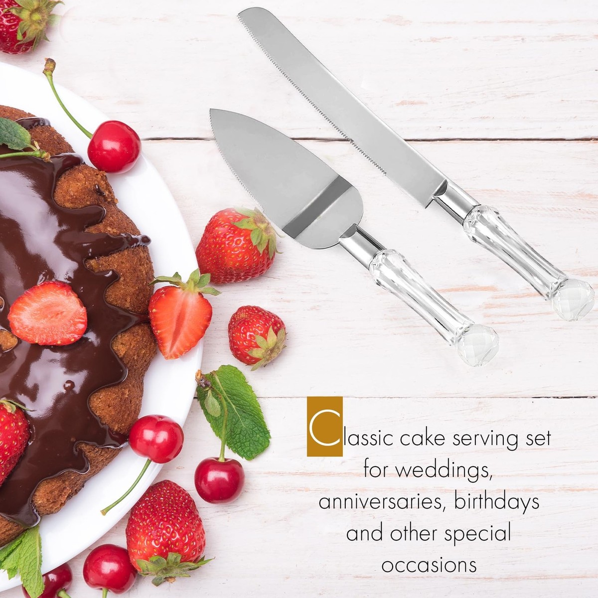 Crystal Cake Server And Cutter