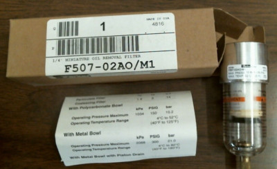 Parker Watts F507-02AO/M1 Mini Coalescing Filter ¼" Ports 0.7 Micron ...