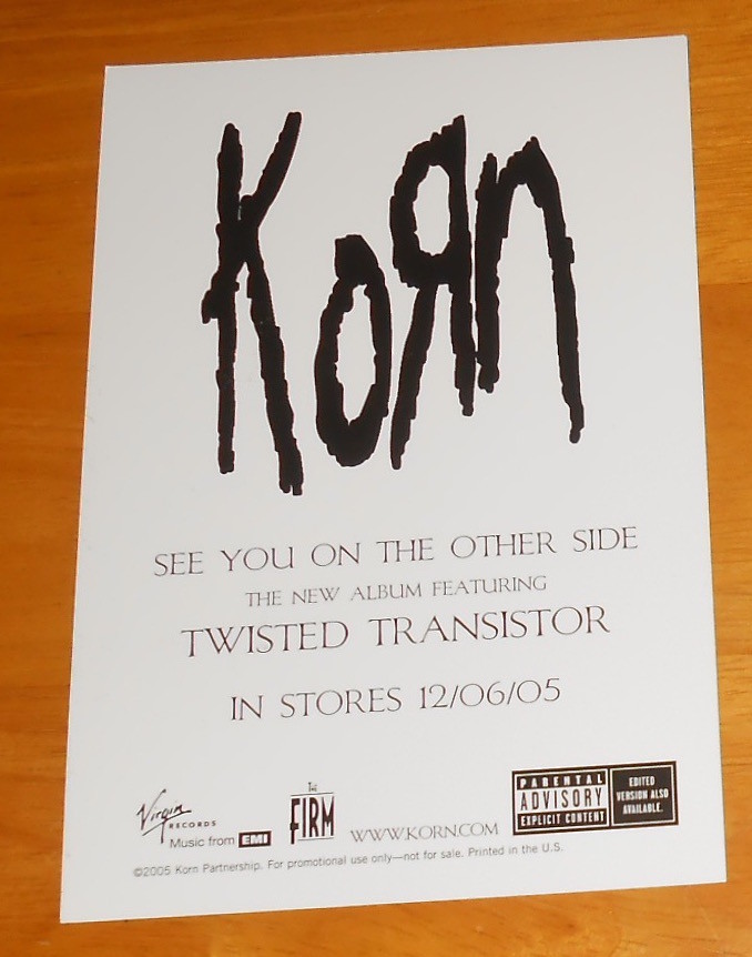 Korn See You on the Other Side Card Handbill Flyer Original Promo 6x4 ...