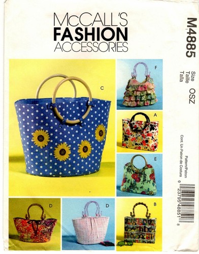 McCalls M4885 Handbags Sewing Pattern Bags Purse Uncut | eBay