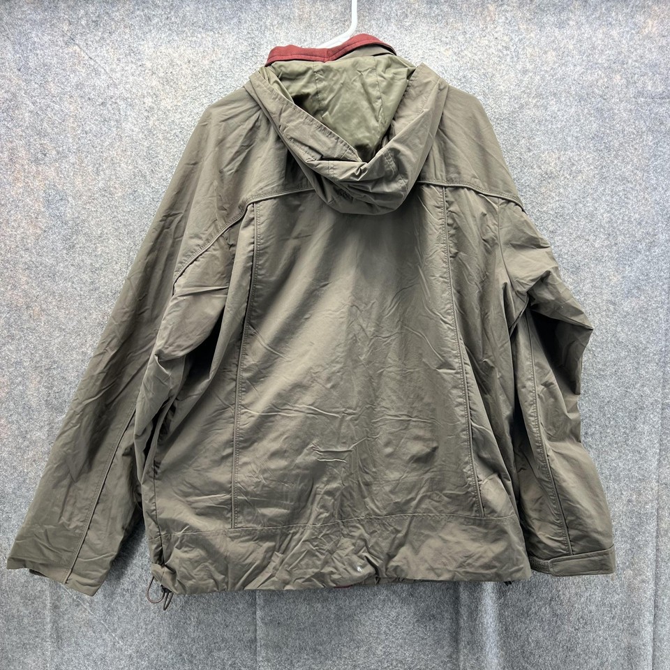 LL Bean Jacket Mens Large Tall Brown Hooded Nylon Shell Fleece Lined ...