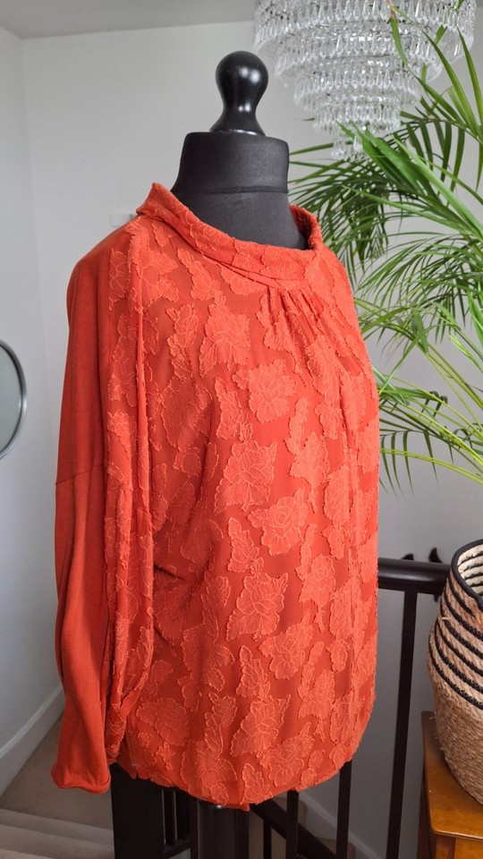 WHITE STUFF Ladies top shirt blouse PLUS size 18 XL Lined applique ...