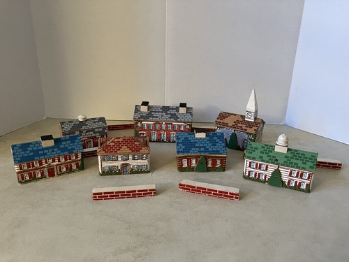 VINTAGE KEYSTONE WOODEN BUILDINGS HOUSES Set of 7 & BRICK WALLS 1950’s ...