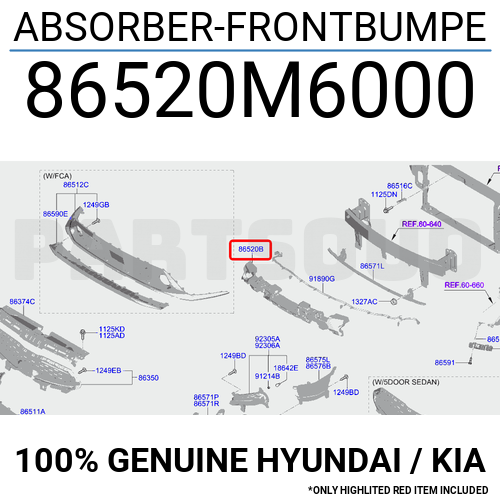 86520M6000 Genuine Hyundai / KIA ABSORBER-FRONTBUMPE | eBay
