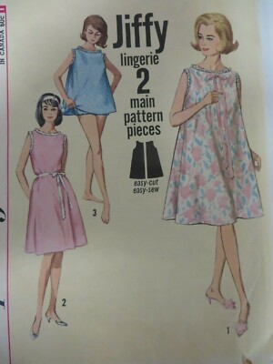 Vtg 60's Simplicity 5002 SHIFT NIGHTGOWN LINGERIE PANTIES Sewing ...