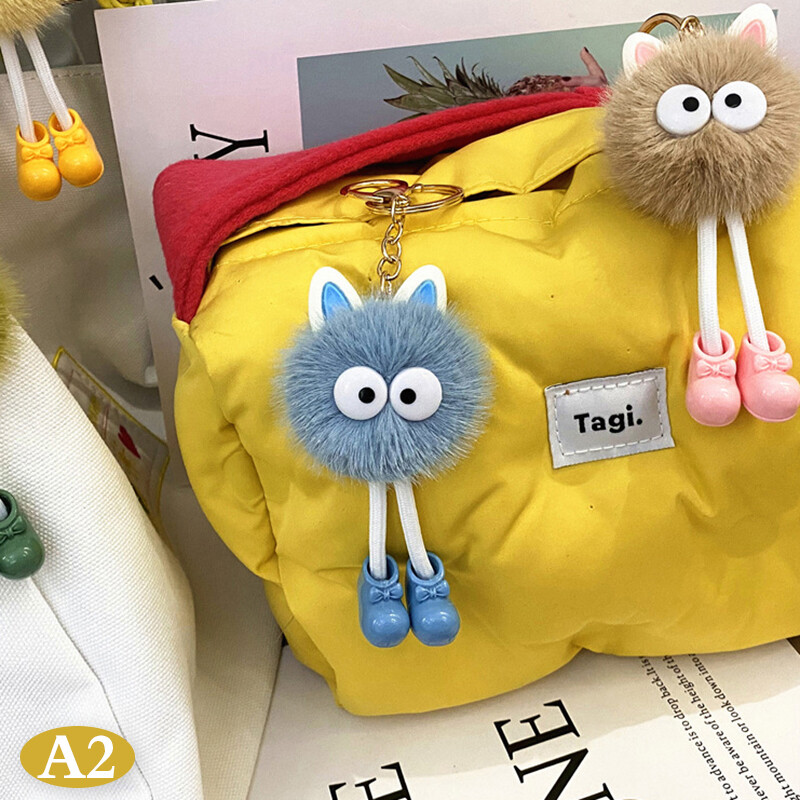 Cute cartoon key chain doll doll small briquettes bag pendant car key ...