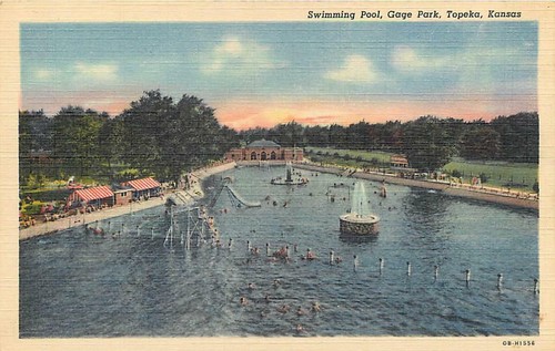 TOPEKA, Kansas KS GAGE PARK Swimming Pool Linen ca 1940s Postcard | eBay