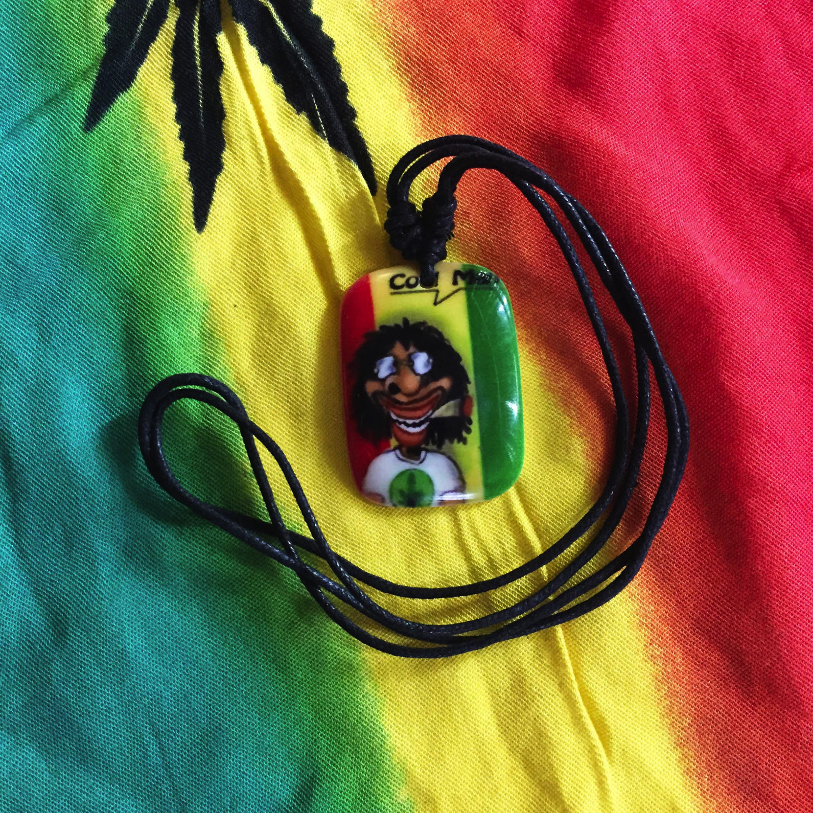 Black Cord Necklace Reggae Vibes Dog Tag Selassie Rasta Necklace ...