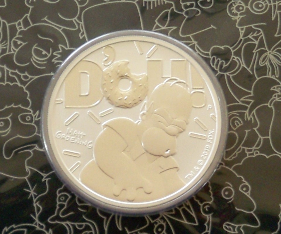2019 Tuvalu The Simpsons DOH Homer 1 Oz .9999 Silver Coin - Card Only ...