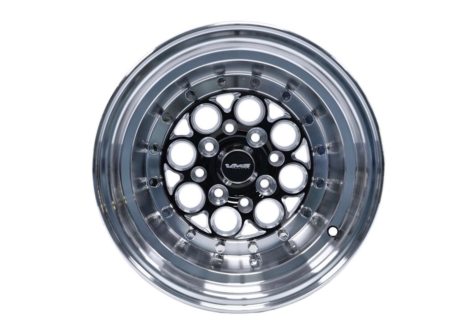 2x VMS Racing Revolver Black Polished Lip Rivets Drag Wheels Rims 13x8 ...
