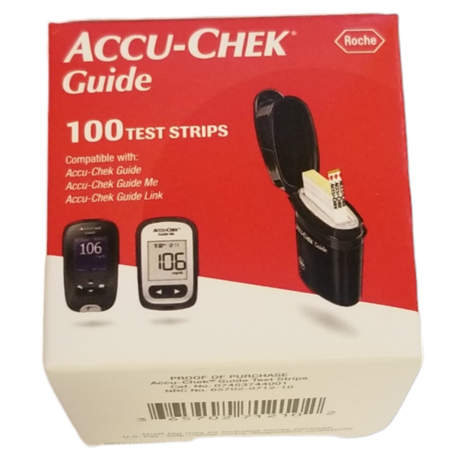 Roche ACCU-CHEK Guide Box of 100 Glucose Test Strips Diabetic, Use By ...