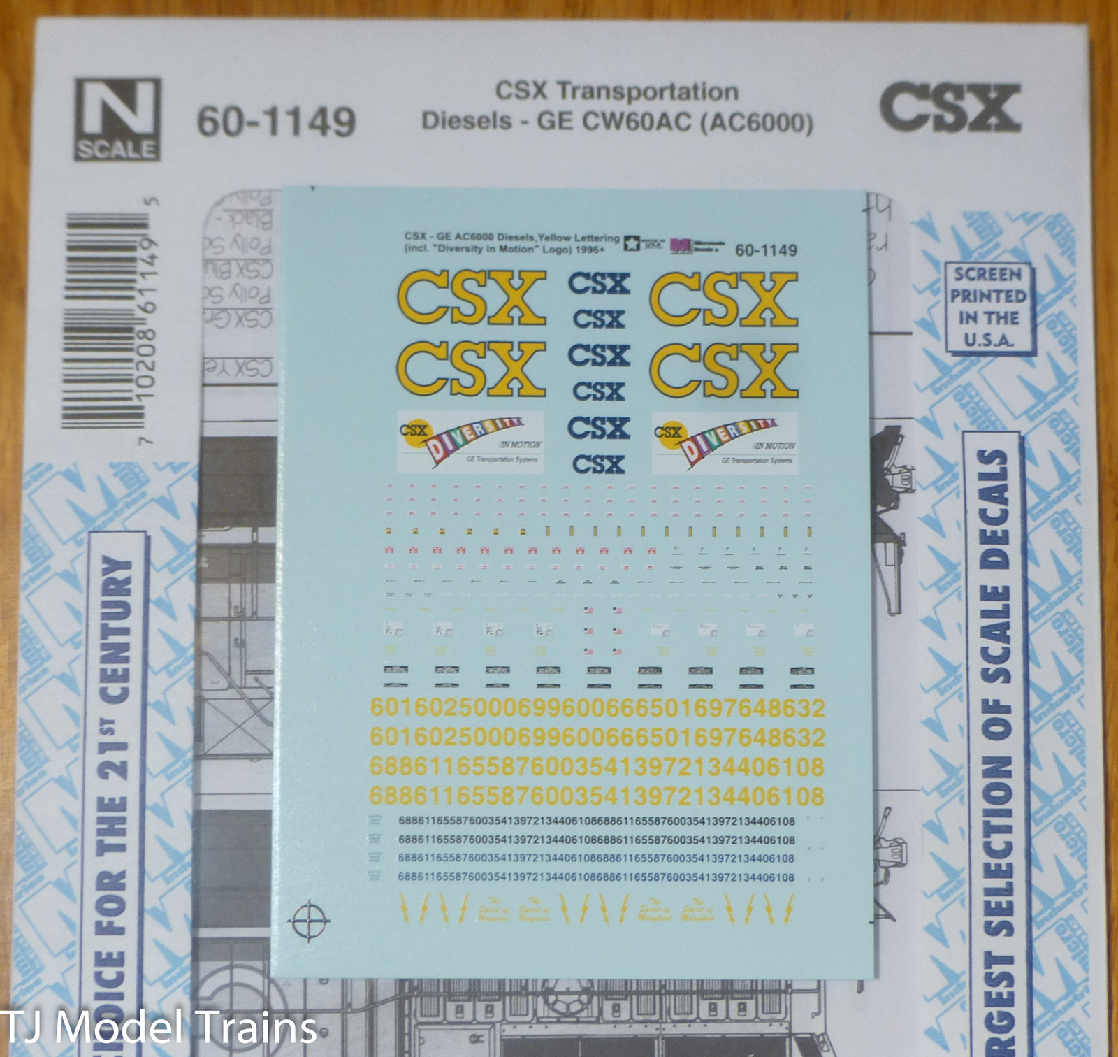 Microscale Decal N #60-1149 CSX Transportation Diesels - GE CW60AC ...
