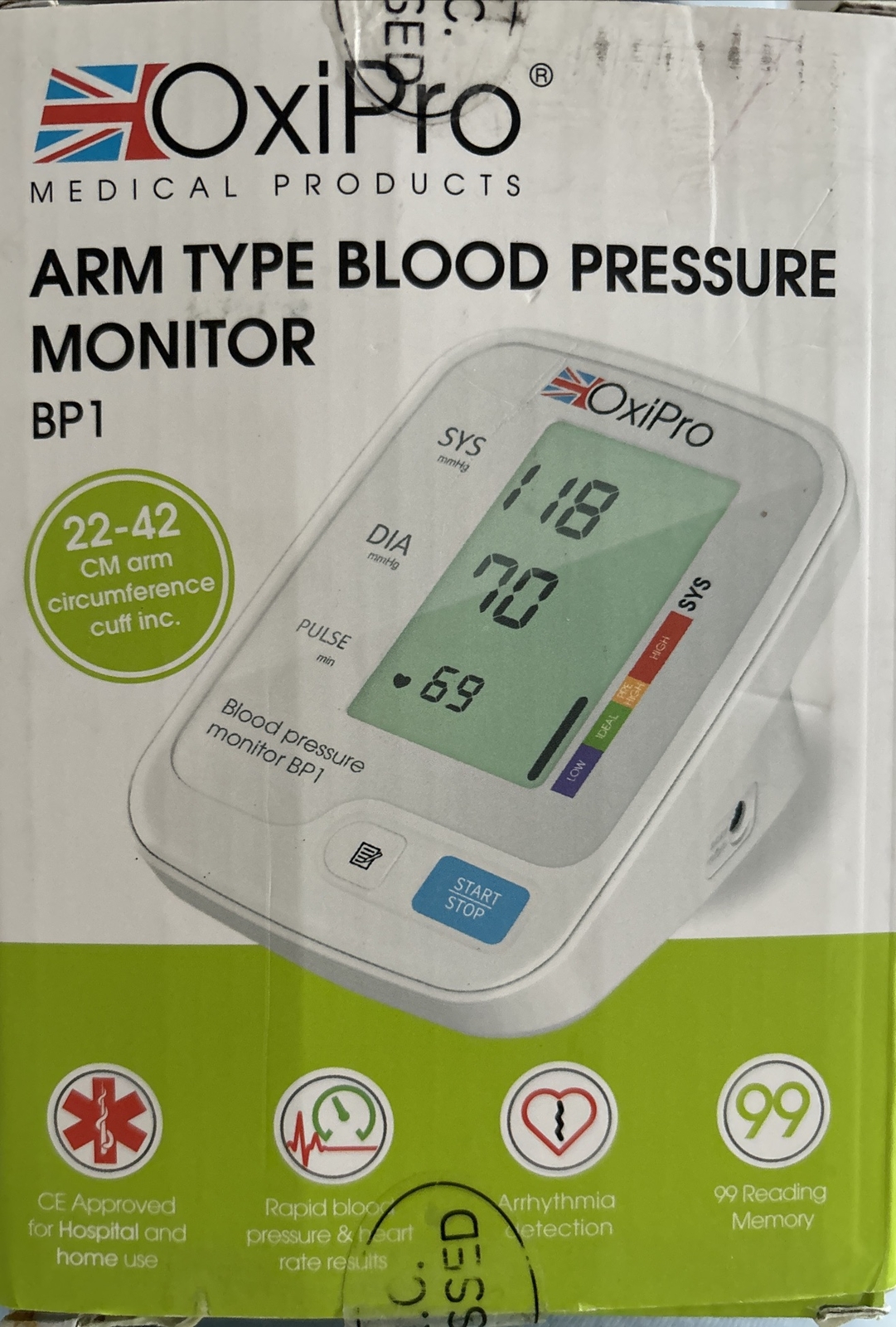 OxiPro BP1 Blood Pressure Monitor - (OXI-BP1) for sale online | eBay