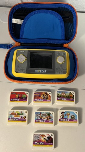 Vtech MobiGo Portable Gaming Learning System Bundle w 7 Games & Case ...