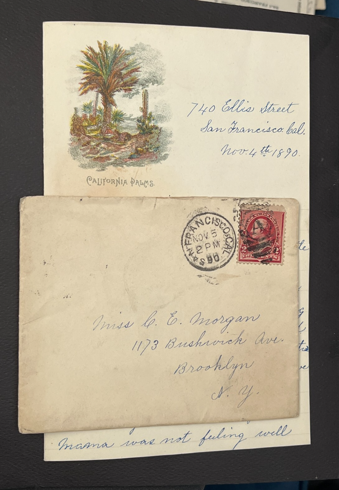 1890 SAN FRANCISCO CA DUPLEX + 3pg LETTER COLOR LETTERHEAD !! BROOKLYN ...