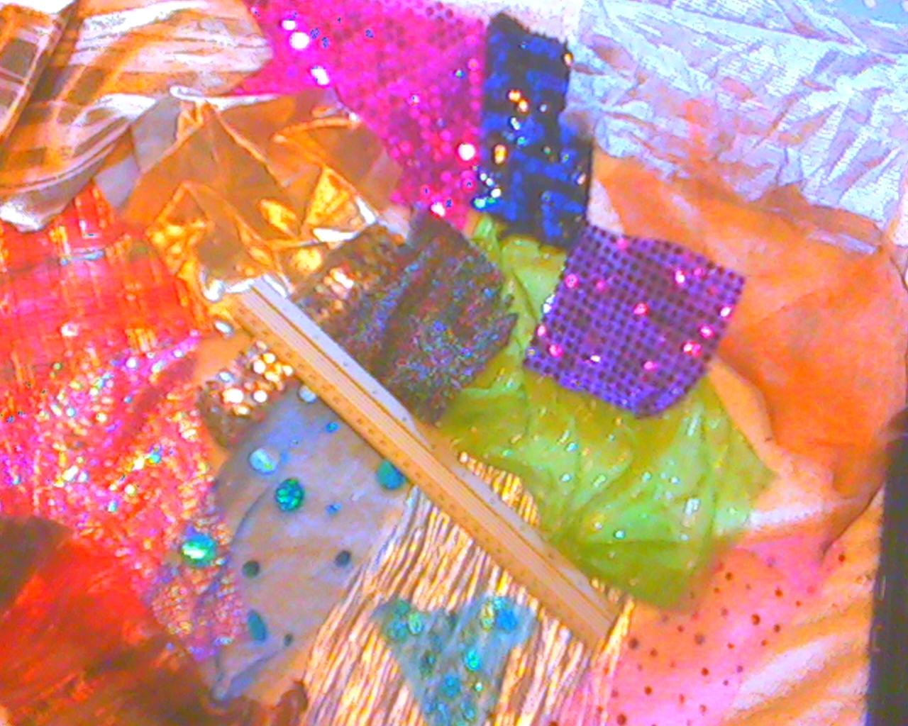 glittery material off-cuts/scraps for collage/card making/ kids crafts ...
