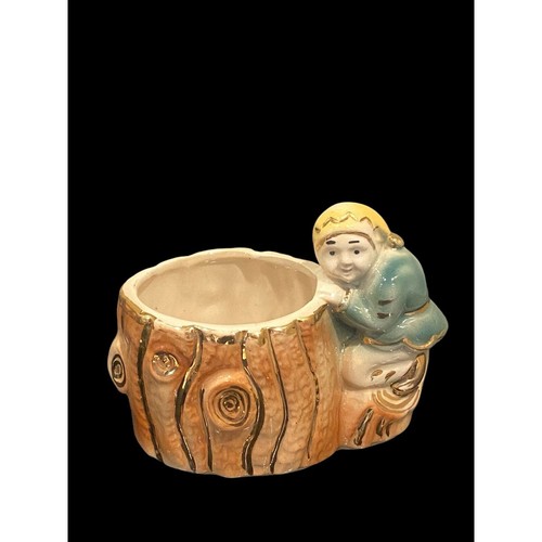 Vintage 50's Kitsch Elf on Tree Stump Planter | eBay