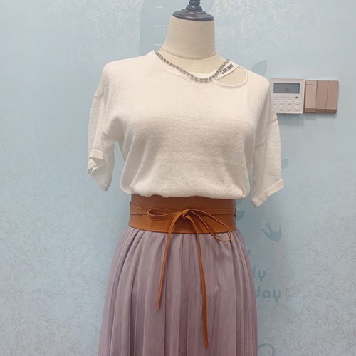 Waist Belt Non-porous Design Adjustable Wide Waist Band Belt Bowknot ...