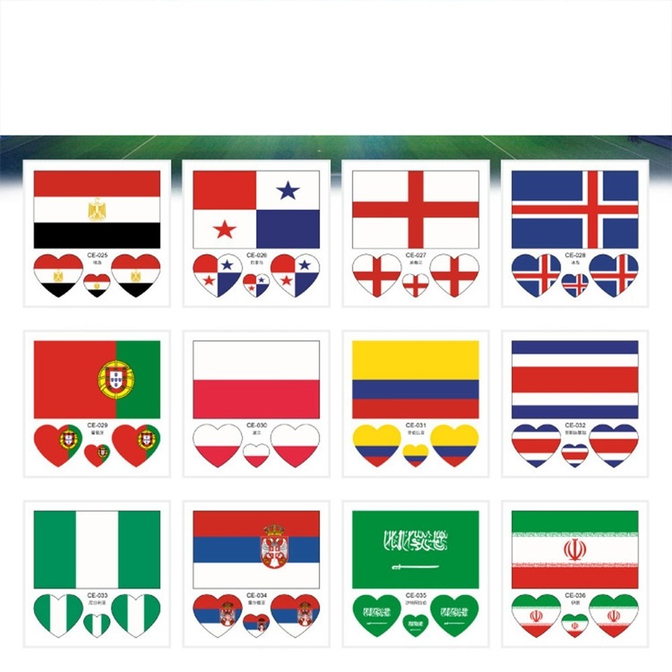 32 Pcs Country Flag Stickers Body Art Decals for Football Fans | eBay UK