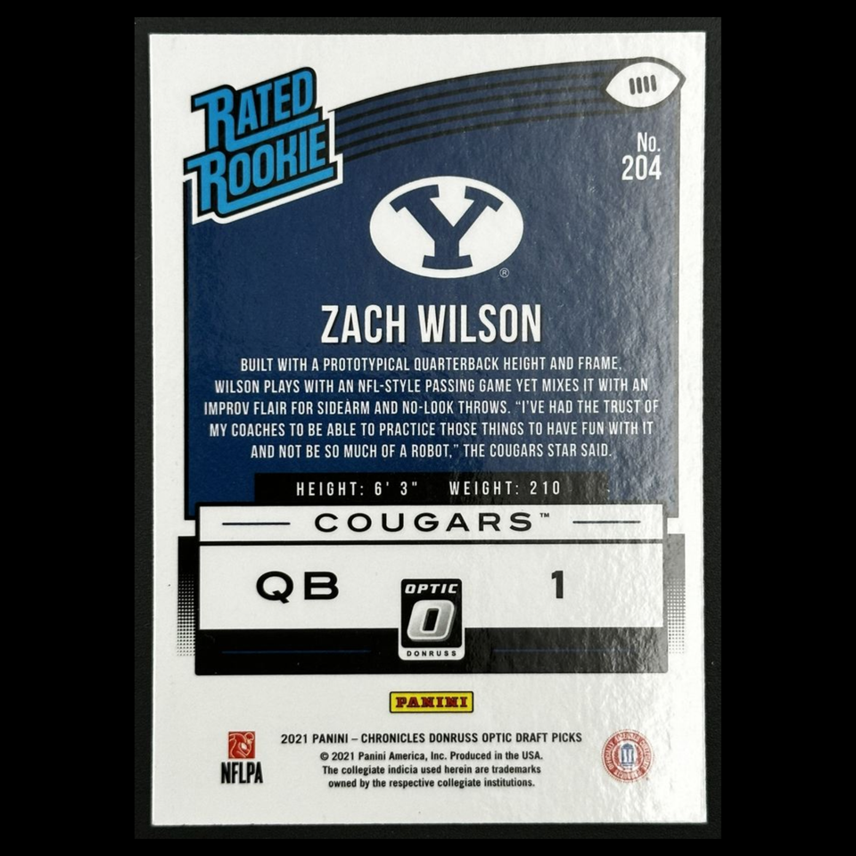 Zach Wilson Rookie #204 2021 BYU Cougars Football Card NFL | eBay