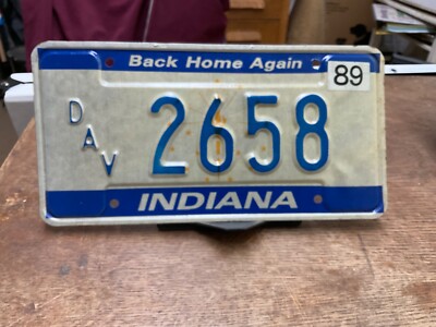 License Plate Tag Indiana Disabled Veteran DAV 2658 1989 Vintage Rustic ...