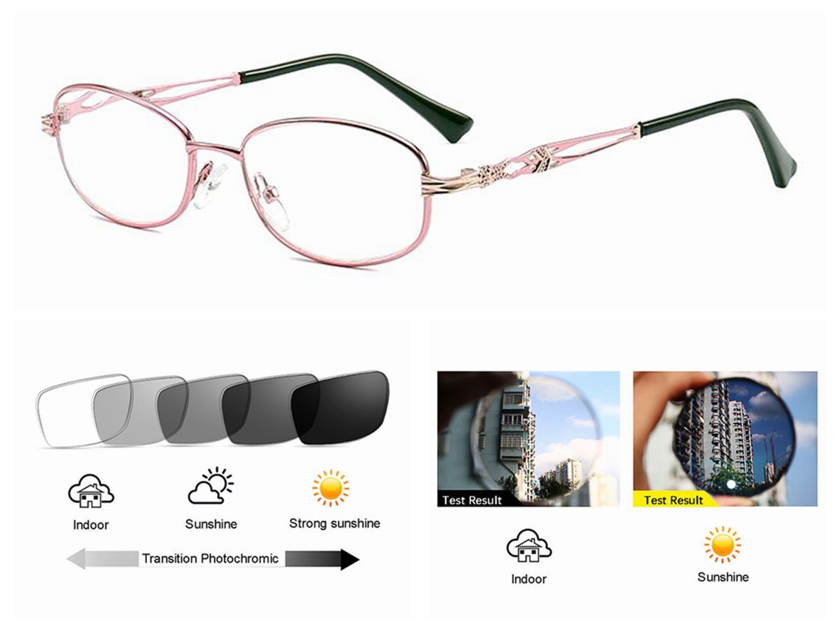 Transition Photochromic Woman Metal Oval Nearsighted Glass -100 -175 ...