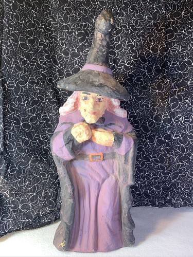 Halloween Paper Mache Pulp Witch 23.5” Tall Vintage Handcrafted In ...