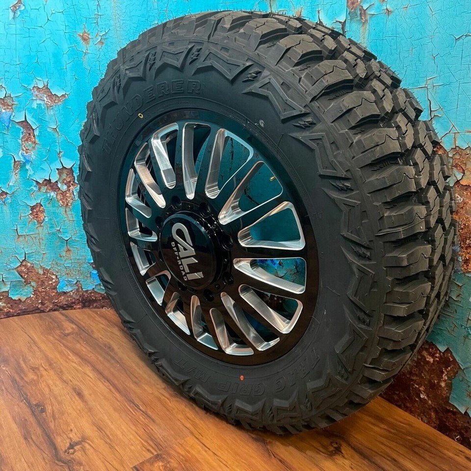 20" Cali Summit Dually Wheels 35" MT Tires Package 8x6.5 Dodge Ram 2500 ...