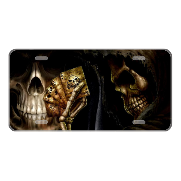 Custom Novelty License Plate With Grim Reaper Poker Cards Add Names Or ...