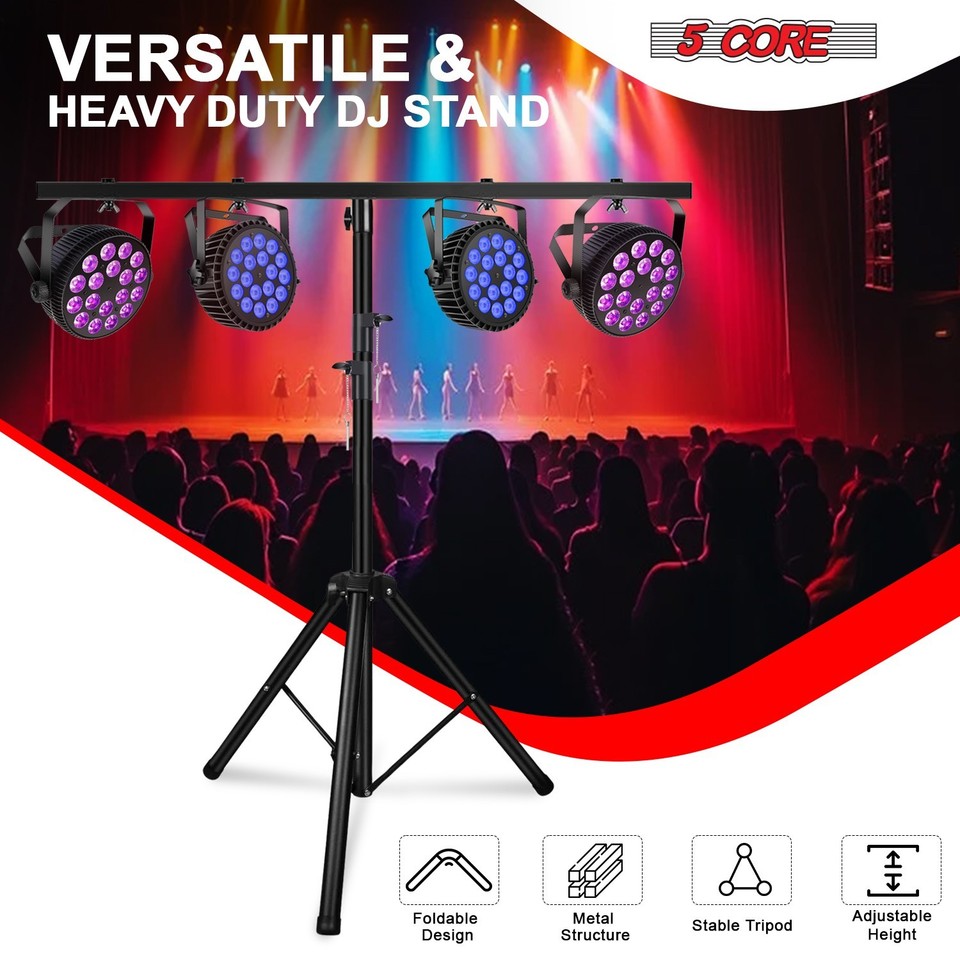 5Core DJ Light Stand Adjustable Heavy Duty Stage Lights Stands w Light ...