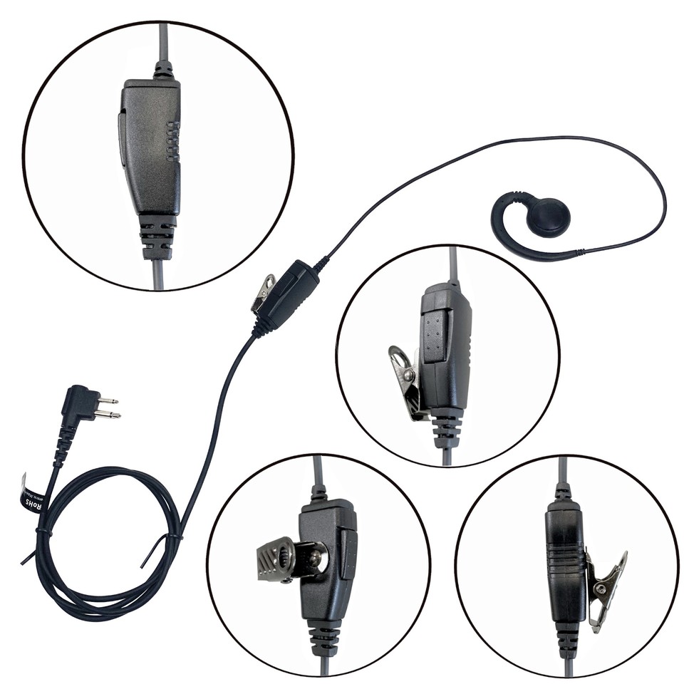 C-Style Ear Loop Headset PTT Mic for MOTOROLA 2-Pin Radio w/ Reinforced ...