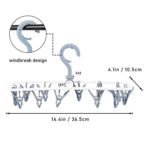 Clothes Drying Hanger With 12 Clips 2 Pack Small Folding Portable ...