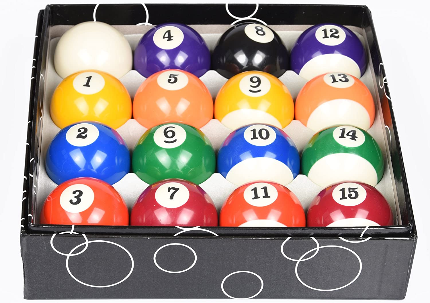 Billiard Ball Set Regulation Size 2-1/4 Inch Pool Balls Set Complete 16 ...