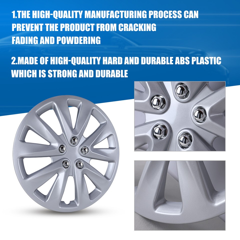 16 Inch 4Pc Silver Wheel Rim Covers On Full Snap Hubcaps Caps Fit R16 ...