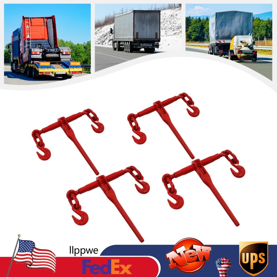 4 Ratchet Load Binder 3/8" - 1/2" Boomer Chain Equipment w/ G70 Hooks ...