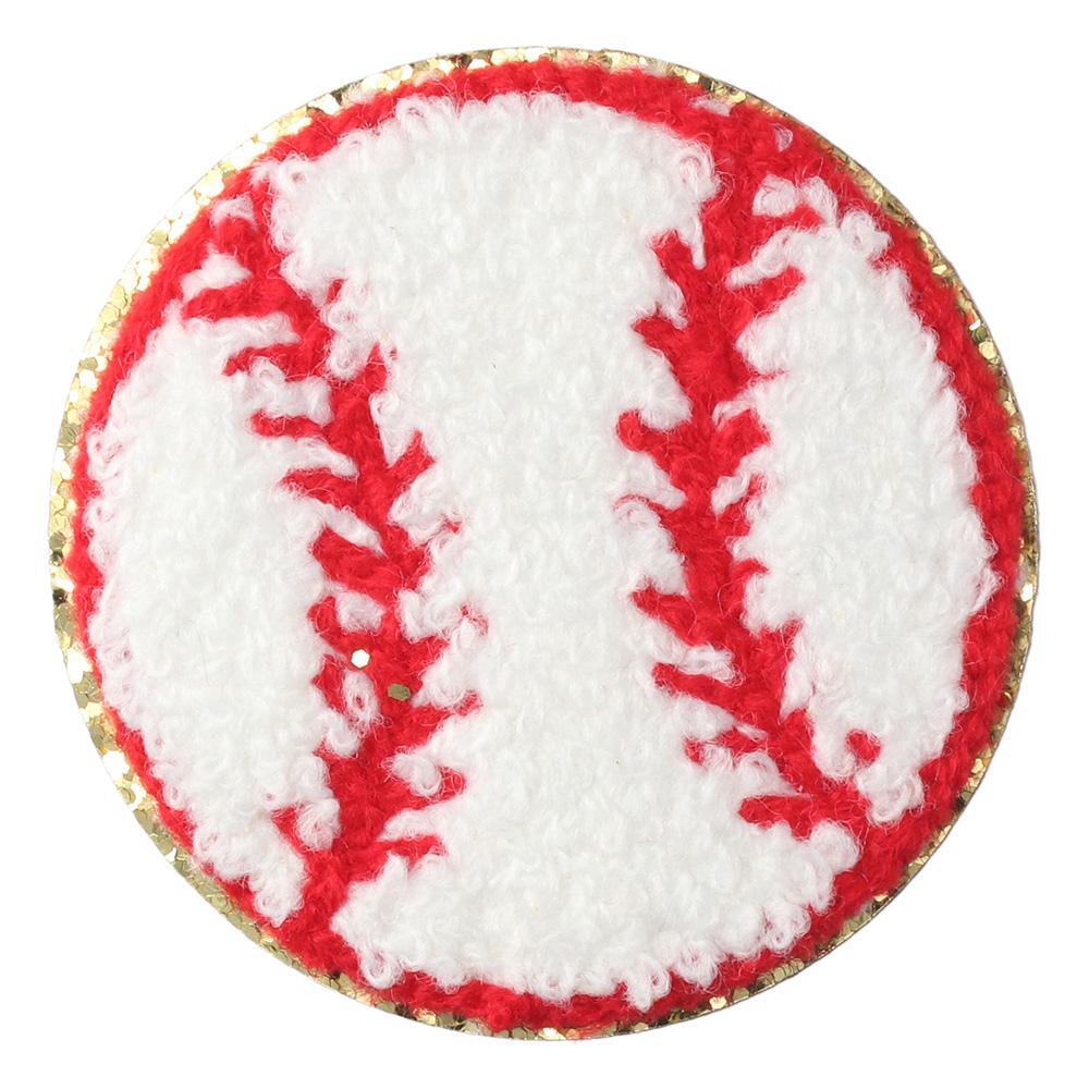 Red and white Chenille Patches Gold Edges Sports Patches Clothing ...